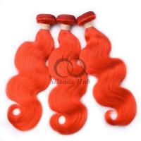 China Orange Red Body Wave Remy Human Hair Bundles 10-28 Inch Brazilian Sew In Weave 3 Bundles for sale