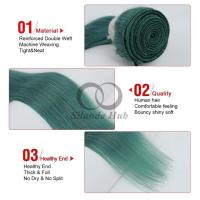 China Green Straight Remy Human Hair Bundles 10-28 Inch Brazilian Sew In Weave 3 Bundles for sale