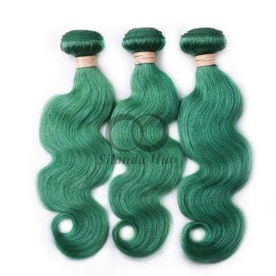 China Green Body Wave Remy Human Hair Bundles 10-28 Inch Double Wefted Sew In Weave for sale