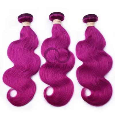 China Purple Body Wave Remy Human Hair Bundles 3 Bundles Per Set 10-28 Inch Brazilian Sew In Weave for sale