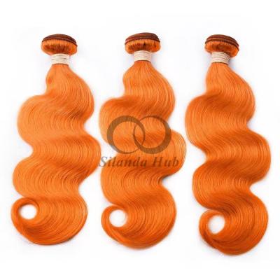 China Orange Body Wave Remy Human Hair Bundles Sew In Weave Brazilian 3 Bundles 10-28 Inch for sale