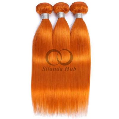 China Orange Straight Remy Human Hair Bundles Sew In Weave 10 to 28 Inch Brazilian Bundle Deals for sale
