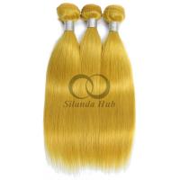 China Yellow Straight Remy Human Hair Bundles Sew In Weave Brazilian 10-28 Inch 3 Bundles Set for sale