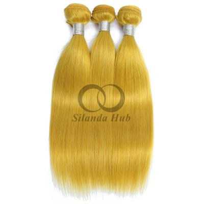 China Yellow Straight Remy Human Hair Bundles Sew In Weave Brazilian 10-28 Inch 3 Bundles Set for sale
