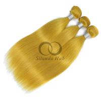 China Yellow Straight Remy Human Hair Bundles Sew In Weave Brazilian 10-28 Inch 3 Bundles Set for sale