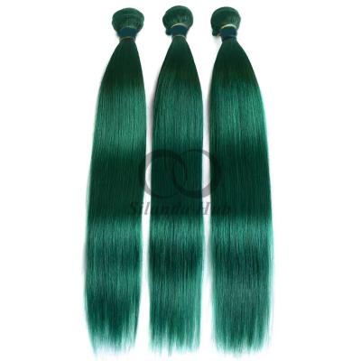 China Green Straight Remy Human Hair Bundles 10-28 Inch Brazilian Sew In Weave 3 Bundles for sale