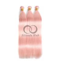 China Pink Straight Remy Human Hair Bundles Sew In Weave 10-28 Inch Brazilian Bundle Deals for sale