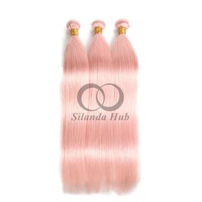 China Pink Straight Remy Human Hair Bundles Sew In Weave 10-28 Inch Brazilian Bundle Deals for sale