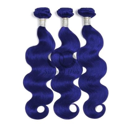 China Blue Body Wave Remy Human Hair Bundles Sew In Weave Brazilian 3 Bundles 10-28 Inch for sale