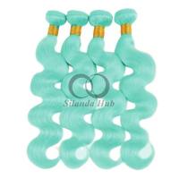 China Green Body Wave Remy Human Hair Bundles 3 Bundles Per Set 10 to 28 Inch Brazilian Weave for sale