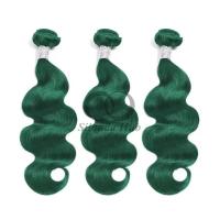 China Green Body Wave Remy Human Hair Bundles Sew In Weave Brazilian 3 Bundles 10-28 Inch for sale