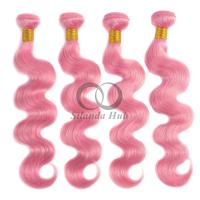 China Pink Body Wave Remy Human Hair Bundles 10-28 Inch Brazilian Sew In Weave 3 Bundles for sale