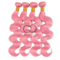 China Pink Body Wave Remy Human Hair Bundles 10-28 Inch Brazilian Sew In Weave 3 Bundles for sale
