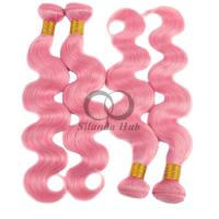 China Pink Body Wave Remy Human Hair Bundles 10-28 Inch Brazilian Sew In Weave 3 Bundles for sale