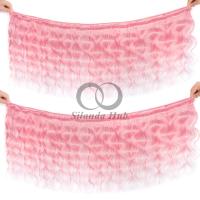 China Pink Body Wave Remy Human Hair Bundles 10-28 Inch Brazilian Sew In Weave 3 Bundles for sale