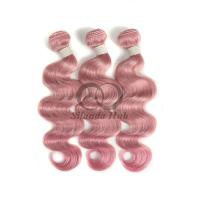China Pink Body Wave Remy Human Hair Bundles 10-28 Inch Brazilian Sew In Weave 3 Bundles for sale