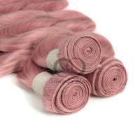 China Pink Body Wave Remy Human Hair Bundles 10-28 Inch Brazilian Sew In Weave 3 Bundles for sale