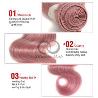 China Pink Body Wave Remy Human Hair Bundles 10-28 Inch Brazilian Sew In Weave 3 Bundles for sale