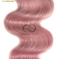 China Pink Body Wave Remy Human Hair Bundles 10-28 Inch Brazilian Sew In Weave 3 Bundles for sale