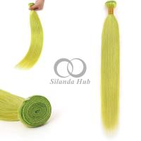 China Green Straight Remy Human Hair Bundles 10-28 Inch Brazilian Weave 3 Bundles Per Set for sale