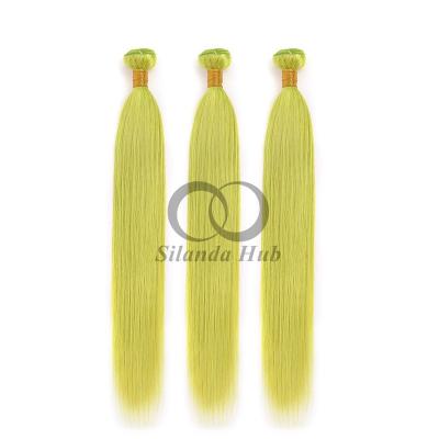 China Green Straight Remy Human Hair Bundles 10-28 Inch Brazilian Weave 3 Bundles Per Set for sale