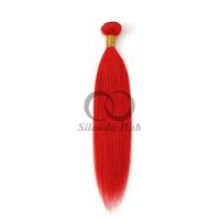China Red Straight Remy Human Hair Bundles Sew In Weave 10-28 Inch Brazilian Bundle Deals for sale