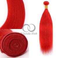 China Red Straight Remy Human Hair Bundles Sew In Weave 10-28 Inch Brazilian Bundle Deals for sale