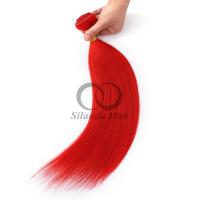 China Red Straight Remy Human Hair Bundles Sew In Weave 10-28 Inch Brazilian Bundle Deals for sale