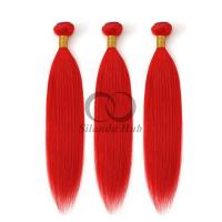 China Red Straight Remy Human Hair Bundles Sew In Weave 10-28 Inch Brazilian Bundle Deals for sale