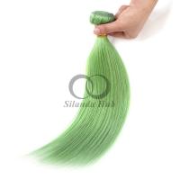 China Green Straight Remy Human Hair Bundles 10-28 Inch Brazilian Sew In Weave 3 Bundles for sale