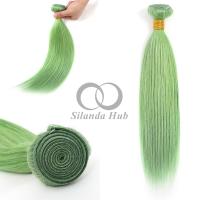 China Green Straight Remy Human Hair Bundles 10-28 Inch Brazilian Sew In Weave 3 Bundles for sale