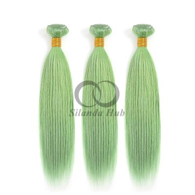 China Green Straight Remy Human Hair Bundles 10-28 Inch Brazilian Sew In Weave 3 Bundles for sale