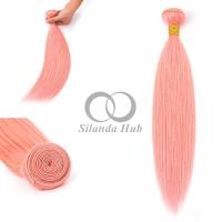 China Pink Straight Remy Human Hair Bundles 10-28 Inch Sew In Weave Brazilian Bundle Deals for sale