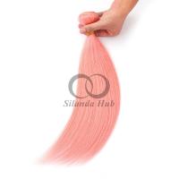 China Pink Straight Remy Human Hair Bundles 10-28 Inch Sew In Weave Brazilian Bundle Deals for sale