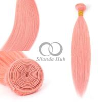 China Pink Straight Remy Human Hair Bundles 10-28 Inch Sew In Weave Brazilian Bundle Deals for sale