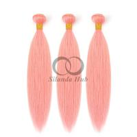 China Pink Straight Remy Human Hair Bundles 10-28 Inch Sew In Weave Brazilian Bundle Deals for sale