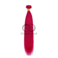 China Rose Red Straight Remy Human Hair Bundles Sew In Weave Brazilian 10 to 28 Inch for sale