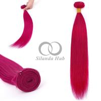China Rose Red Straight Remy Human Hair Bundles Sew In Weave Brazilian 10 to 28 Inch for sale