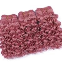 China Pink Deep Curly Remy Human Hair Bundles 10-28 Inch Brazilian Sew In Weave 3 Bundles Per Set for sale