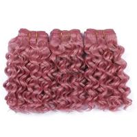 China Pink Deep Curly Remy Human Hair Bundles 10-28 Inch Brazilian Sew In Weave 3 Bundles Per Set for sale