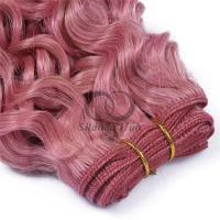 China Pink Deep Curly Remy Human Hair Bundles 10-28 Inch Brazilian Sew In Weave 3 Bundles Per Set for sale