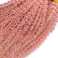 China Pink Kinky Curly Remy Human Hair Bundles 10-28 Inch Sew In Weave Brazilian Bundle Deals for sale