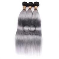 China Straight Remy Human Hair Bundles #T1B Grey Brazilian Weave 10-28 Inch 3 Bundles for sale