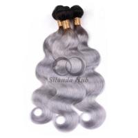 China T1B Grey Body Wave Remy Human Hair Bundles Sew In Weave Brazilian 10 to 28 Inch for sale