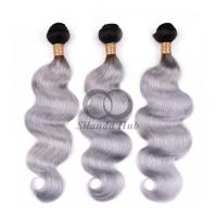 China T1B Grey Body Wave Remy Human Hair Bundles Sew In Weave Brazilian 10 to 28 Inch for sale