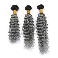 China T1B Grey Deep Wave Remy Human Hair Bundles 10-28 Inch Brazilian Sew In Weave 3 Bundles for sale