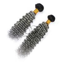 China T1B Grey Deep Wave Remy Human Hair Bundles 10-28 Inch Brazilian Sew In Weave 3 Bundles for sale