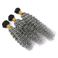 China T1B Grey Deep Wave Remy Human Hair Bundles 10-28 Inch Brazilian Sew In Weave 3 Bundles for sale