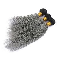China T1B Grey Deep Wave Remy Human Hair Bundles 10-28 Inch Brazilian Sew In Weave 3 Bundles for sale