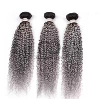 China T1B Grey Kinky Curly Remy Human Hair Bundles 10-28 Inch Brazilian Weave 3 Bundles for sale
